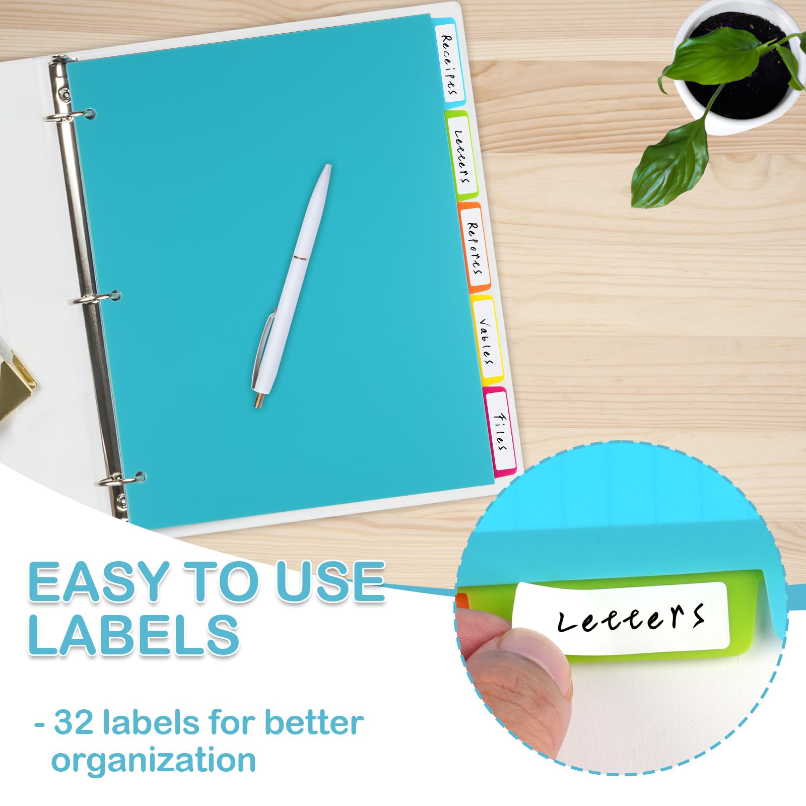 Snapklik.com : Binder Dividers For 3 Ring Binder, 5 Tab Plastic Binder ...