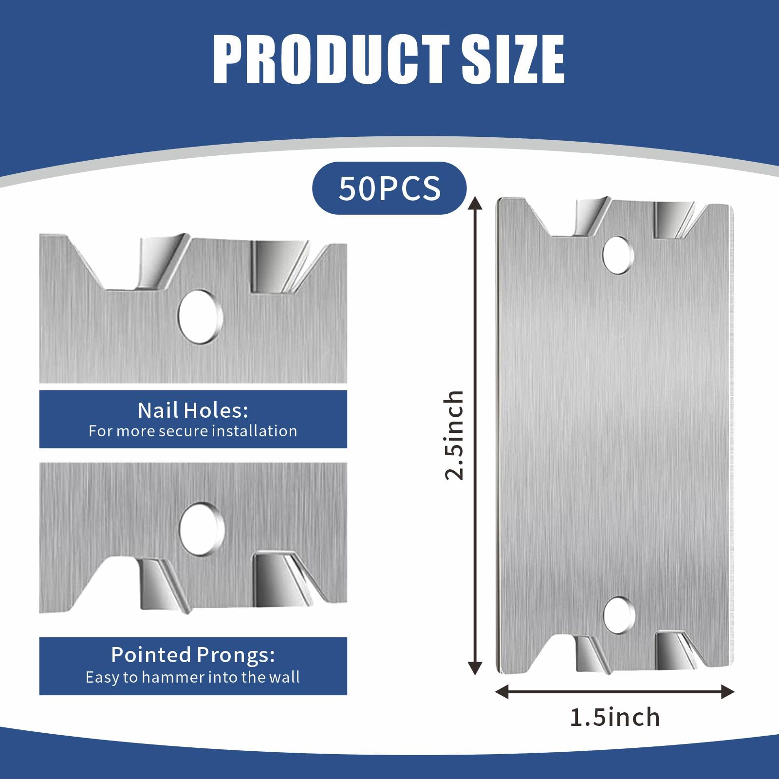 Snapklik.com : 50-Pack Nail Plates For Studs - Steel Safety Plates To ...