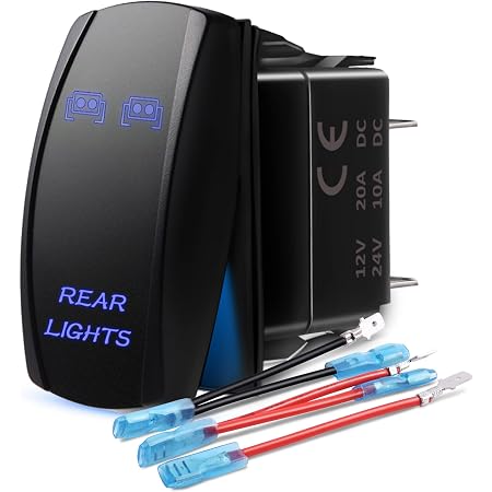 MICTUNING MIC-LSW1 5Pin Laser Lighted Whip Rocker Switch On-Off LED ...
