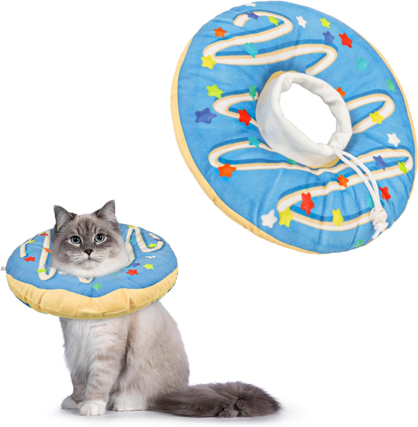 Amazon.com : FRIUSATE Cat Cone Collar Soft, Cute Cat Donut Cat Recovery ...