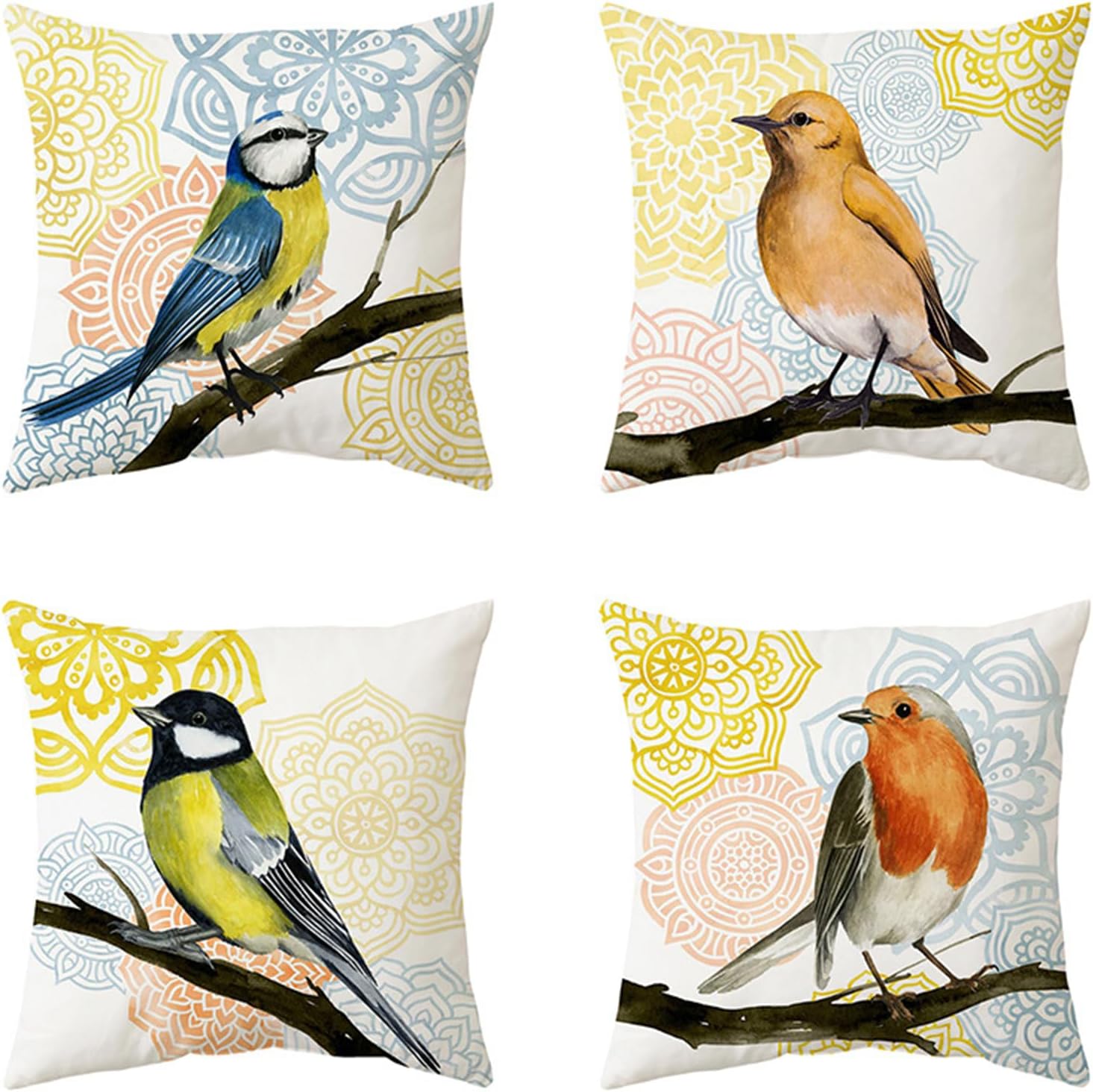 Animals Flowers and Birds Cushion Covers 60cm x 60cm,Set of 4 Outdoor ...