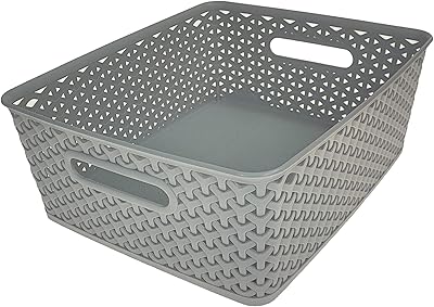 Curver My Style Medium Rectangular Storage Basket, Vintage White, 13 ...