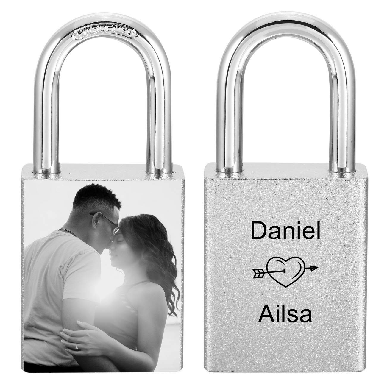 MeMeDIY Personalized Love Lock Engraving Photo Custom Picture for ...