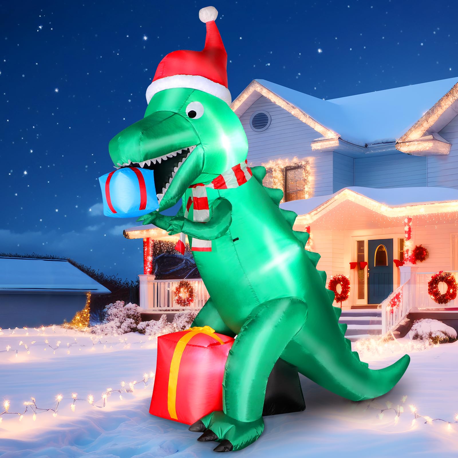 Amazon.com: 7FT Christmas Inflatables Dinosaur Outdoor Yard Decoration ...