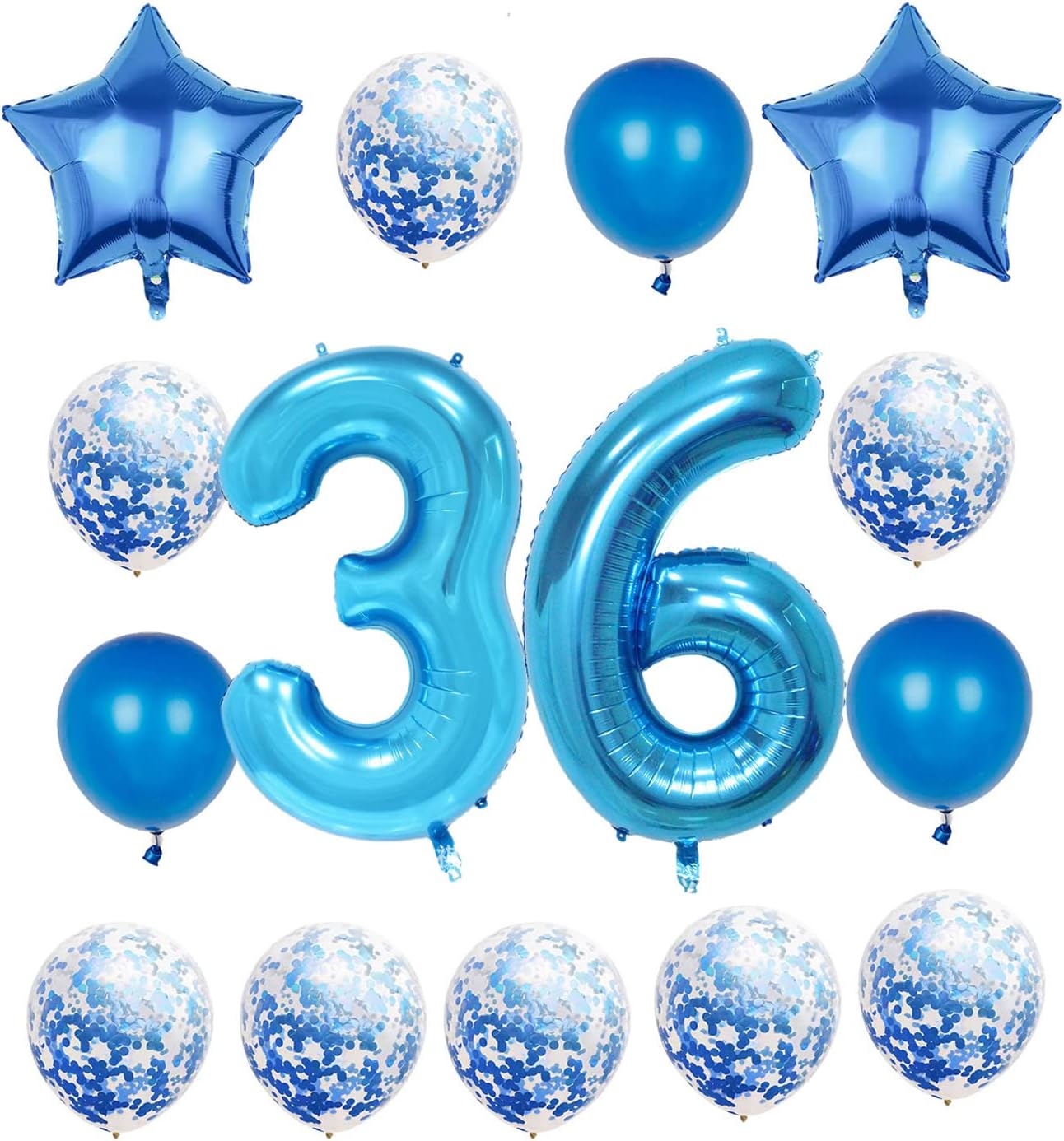 Amazon.com: 36th Birthday Decorations Party Supplies,Blue Number 36 ...