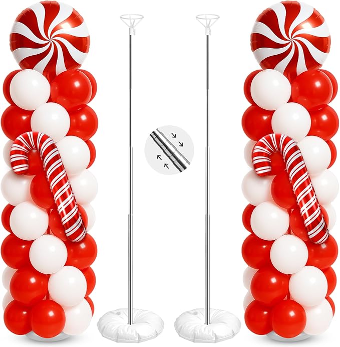 Amazon.com: Kinlop 2 Sets Christmas Balloon Column Stand Kit with Candy ...