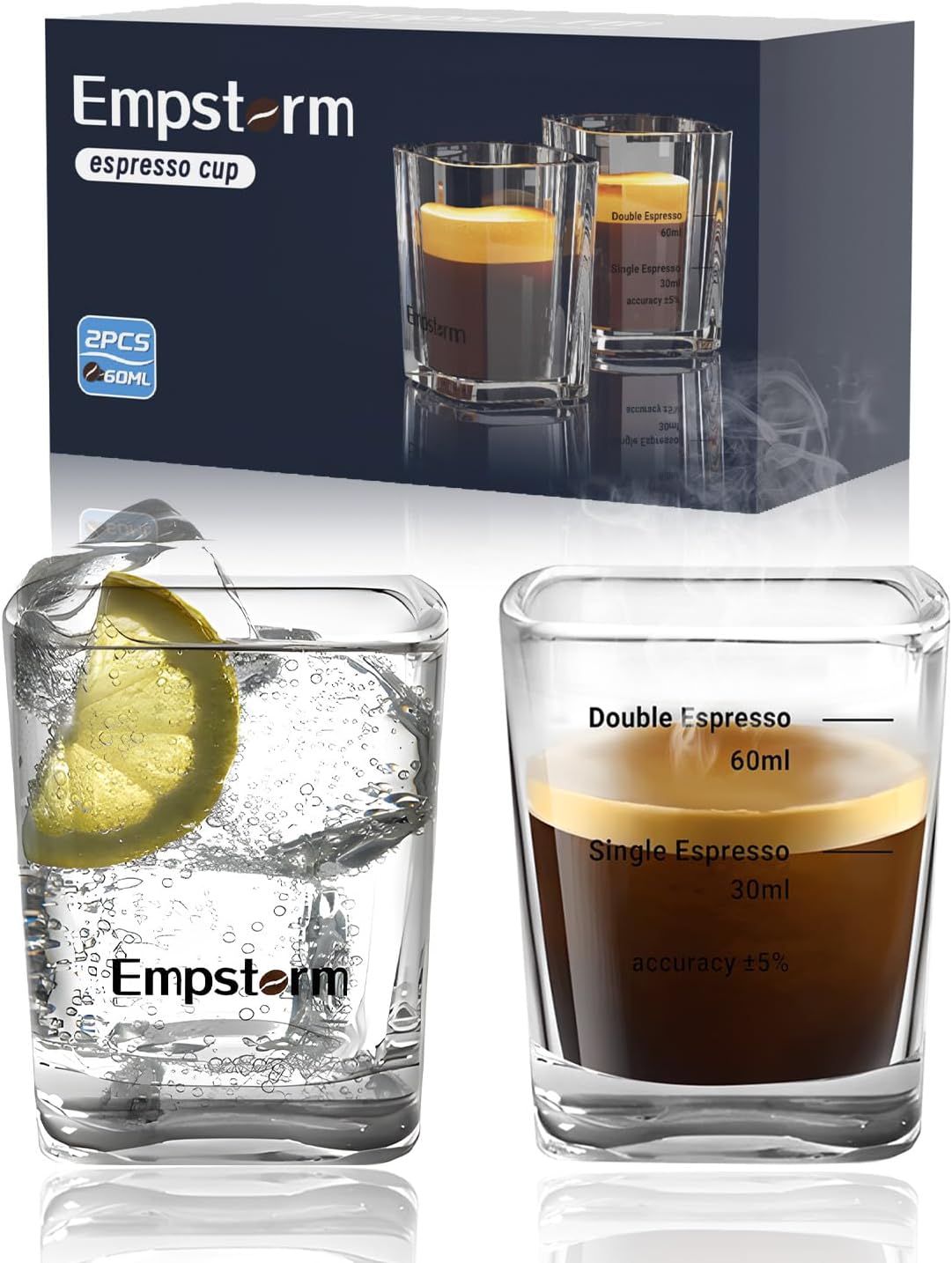 Amazon.com | Empstorm 2 Pack Shot Glasses Measuring Cup, 2oz Espresso ...
