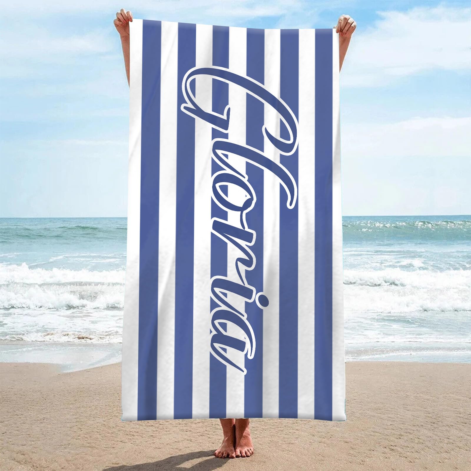 Amazon.com: huowsedk Personalized Beach Towel - Customized Your Name ...