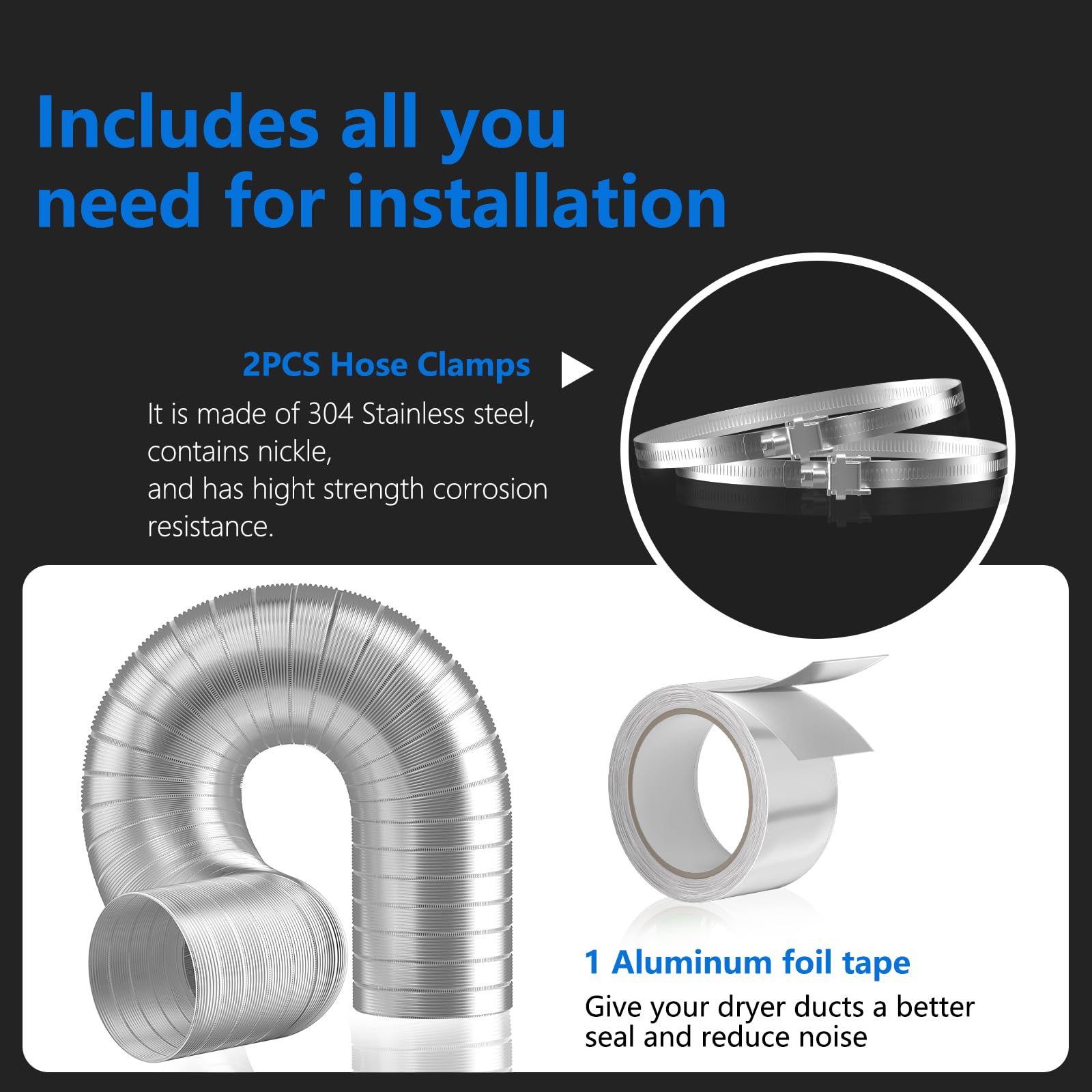 Snapklik.com : HOOMESUN 8 Feet Semi Rigid Dryer Duct, 4 Inch Dryer Vent ...