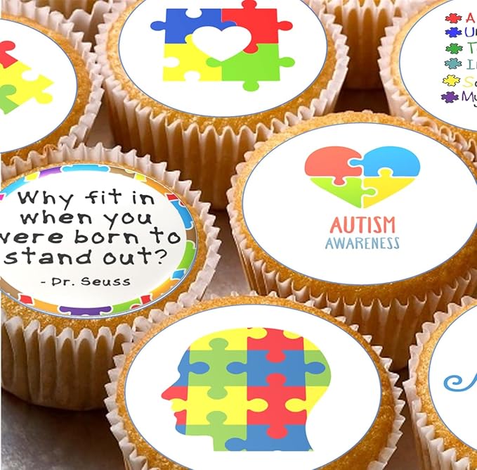 Autism Awareness 24 edible PRE CUT style kids childrens party ...