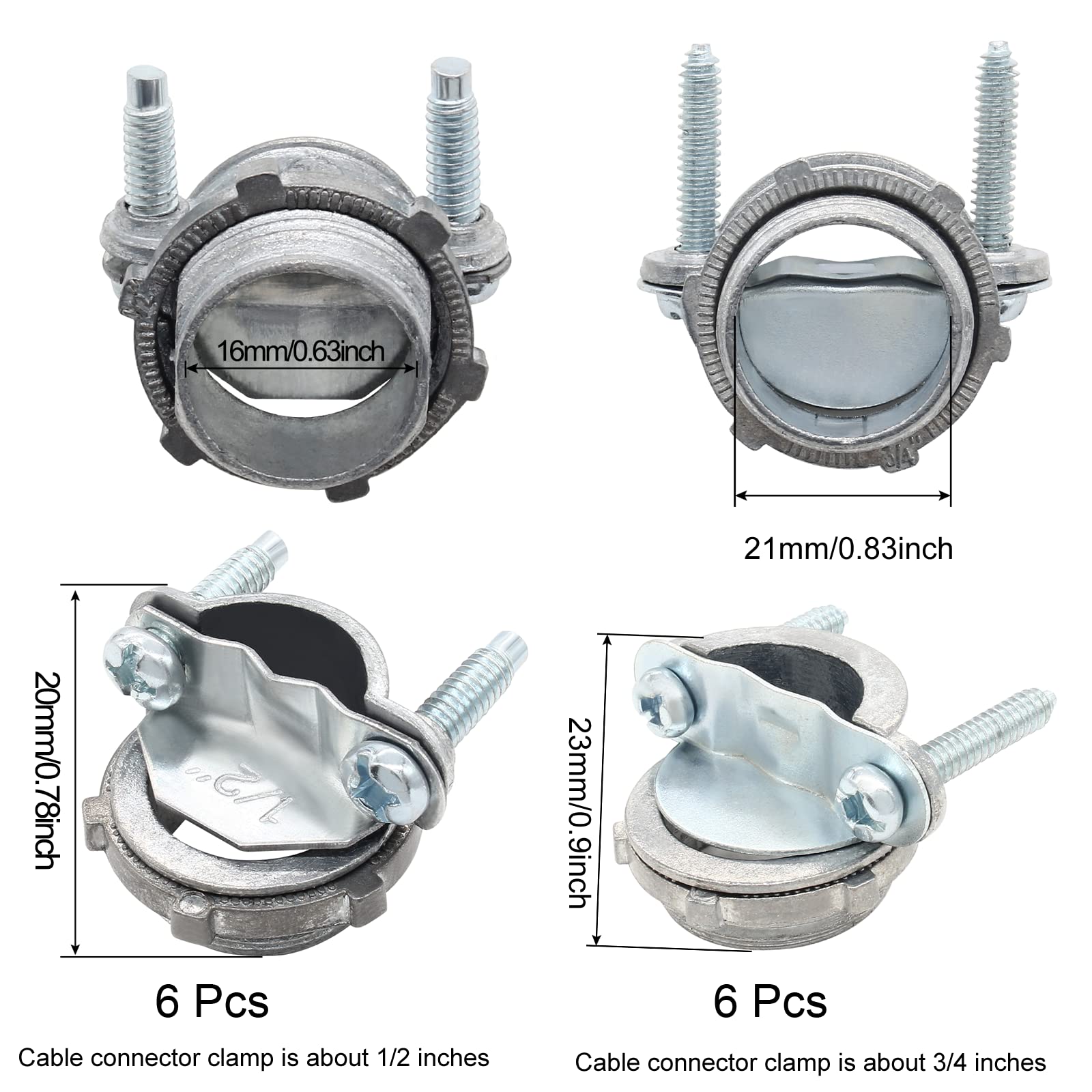 Snapklik.com : Kyuionty 12 Pcs Clamp Type Cable Connectors, Zinc Clamp ...