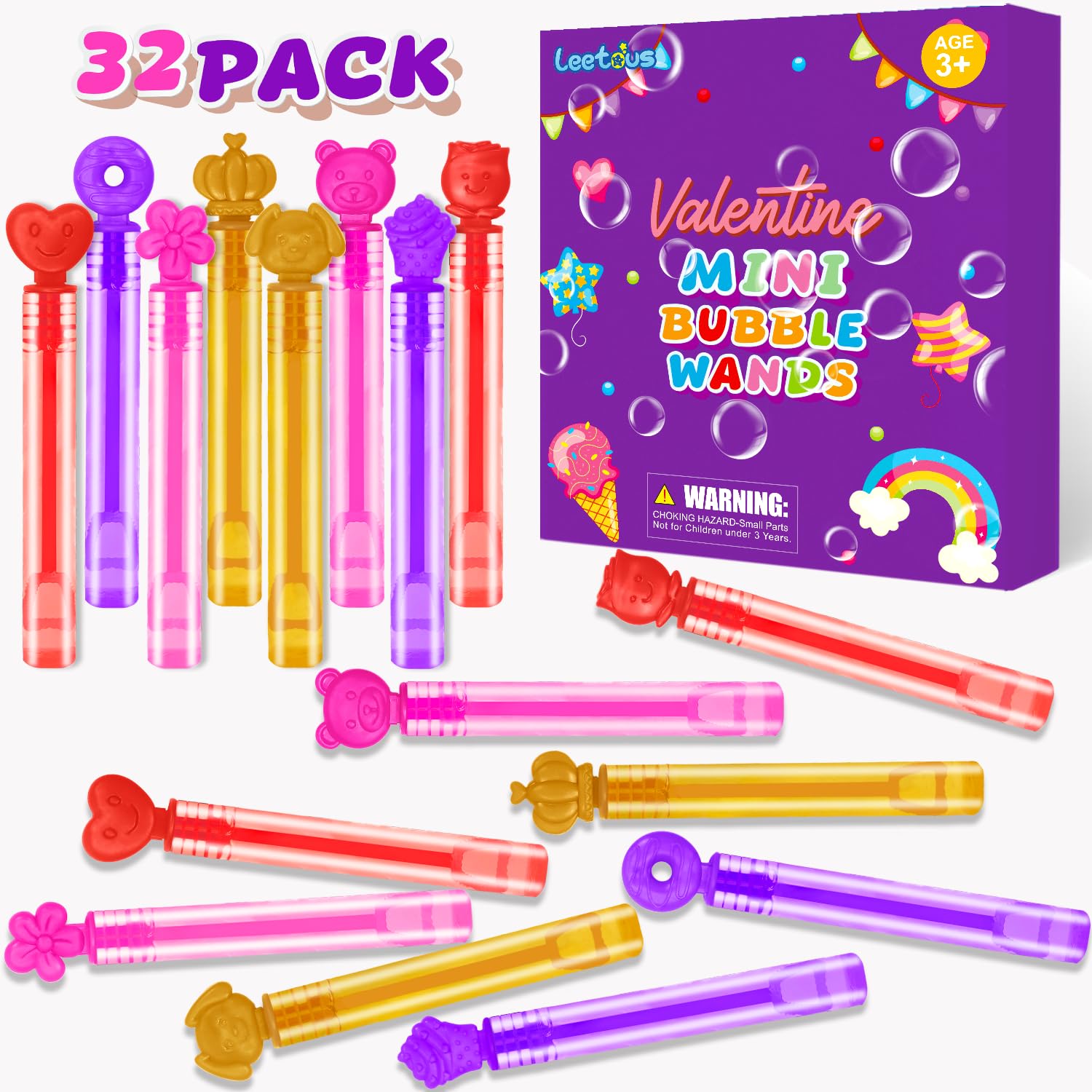 Amazon.com: 32 Pack Valentines Mini Bubbles Party Favors for Kids ...