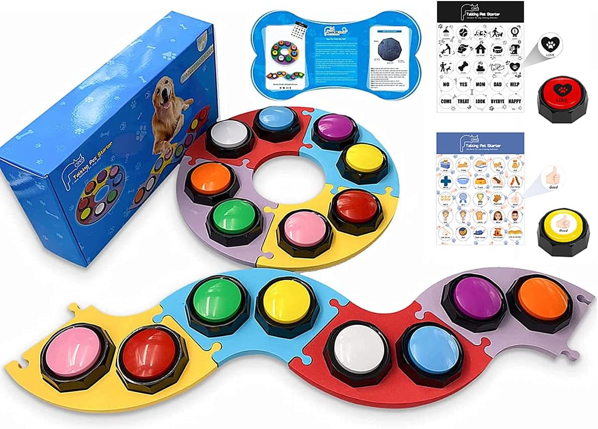 RIBOSY Soundboard, 8 Recordable Buttons with 4 Mats, 25 Stickers, Dog ...