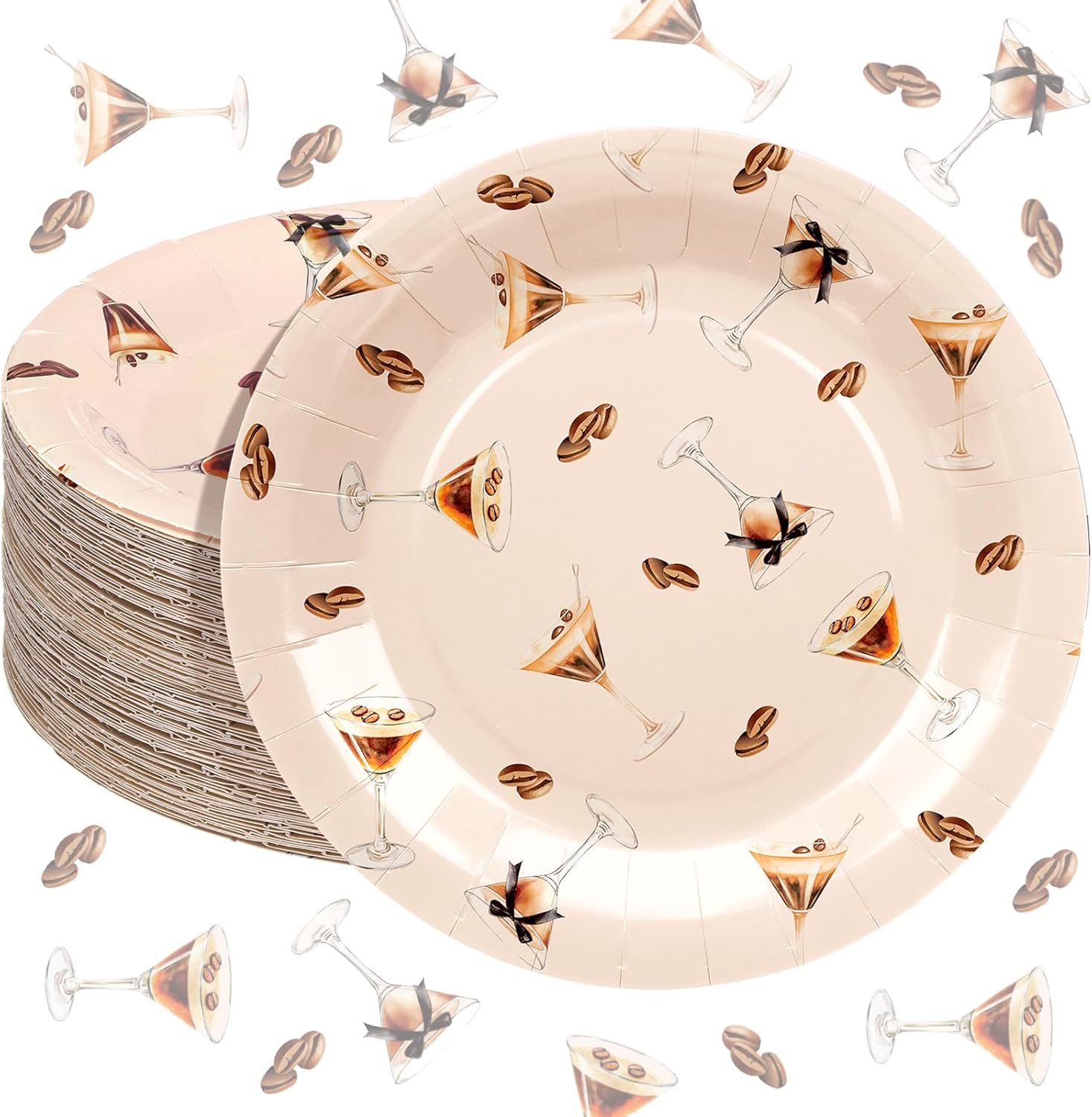 Amazon.com: Zhehao 50 Pcs Martini Party Paper Plates 9 Inch Disposable ...