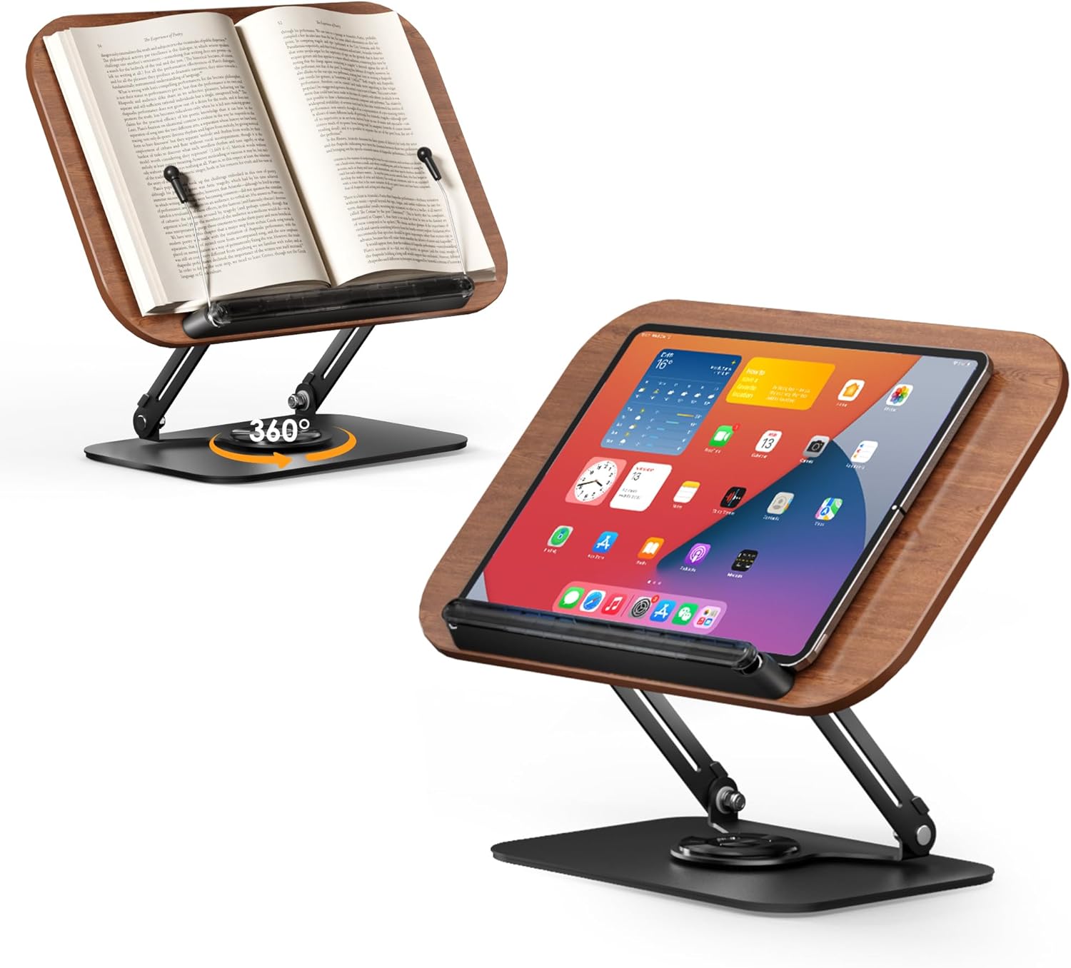 SupeDesk Book Stand for Reading, Adjustable Book Holder with 360 ...