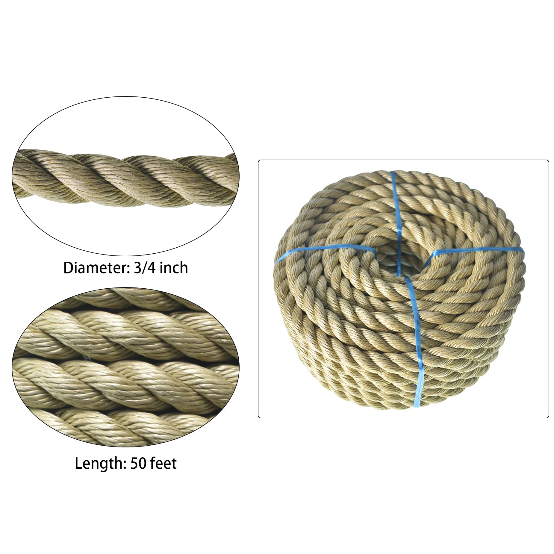 Snapklik.com : Twisted 3 Strand Polypropylene Synthetic Promanila Rope ...