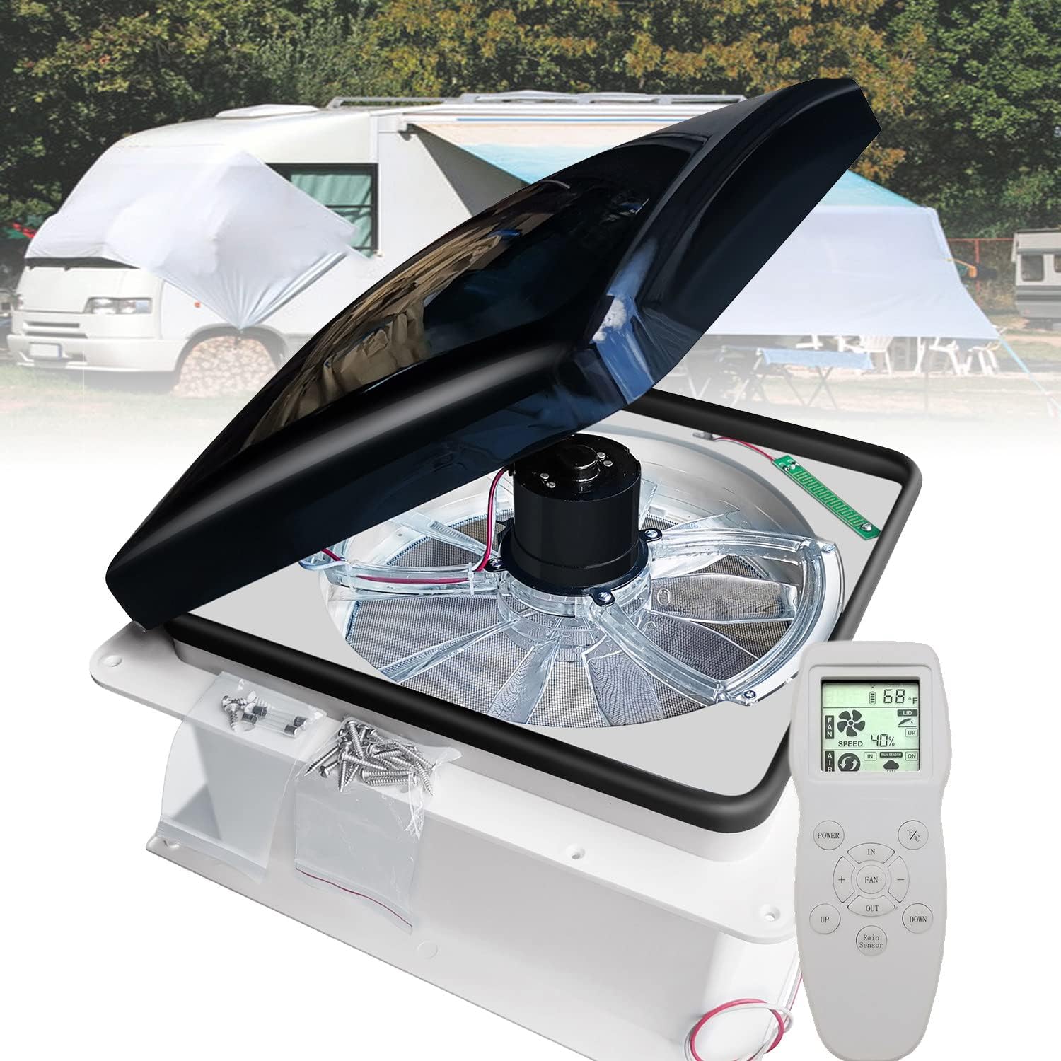 RV Roof Vent Fan, 12V RV Caravan Motorhome Camper Roof Ventilation Fan ...