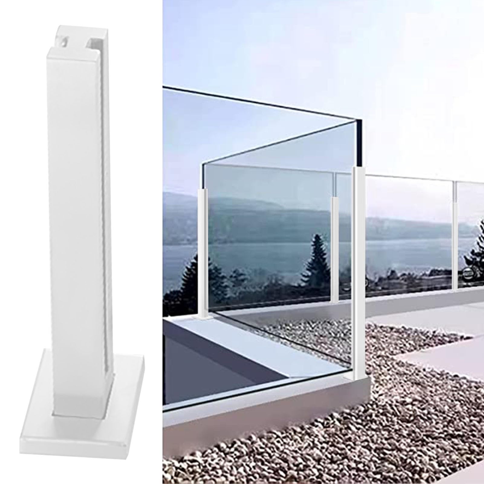 Amazon.com: NUNETH White Glass Railing Post Complete Kit, External 304 ...