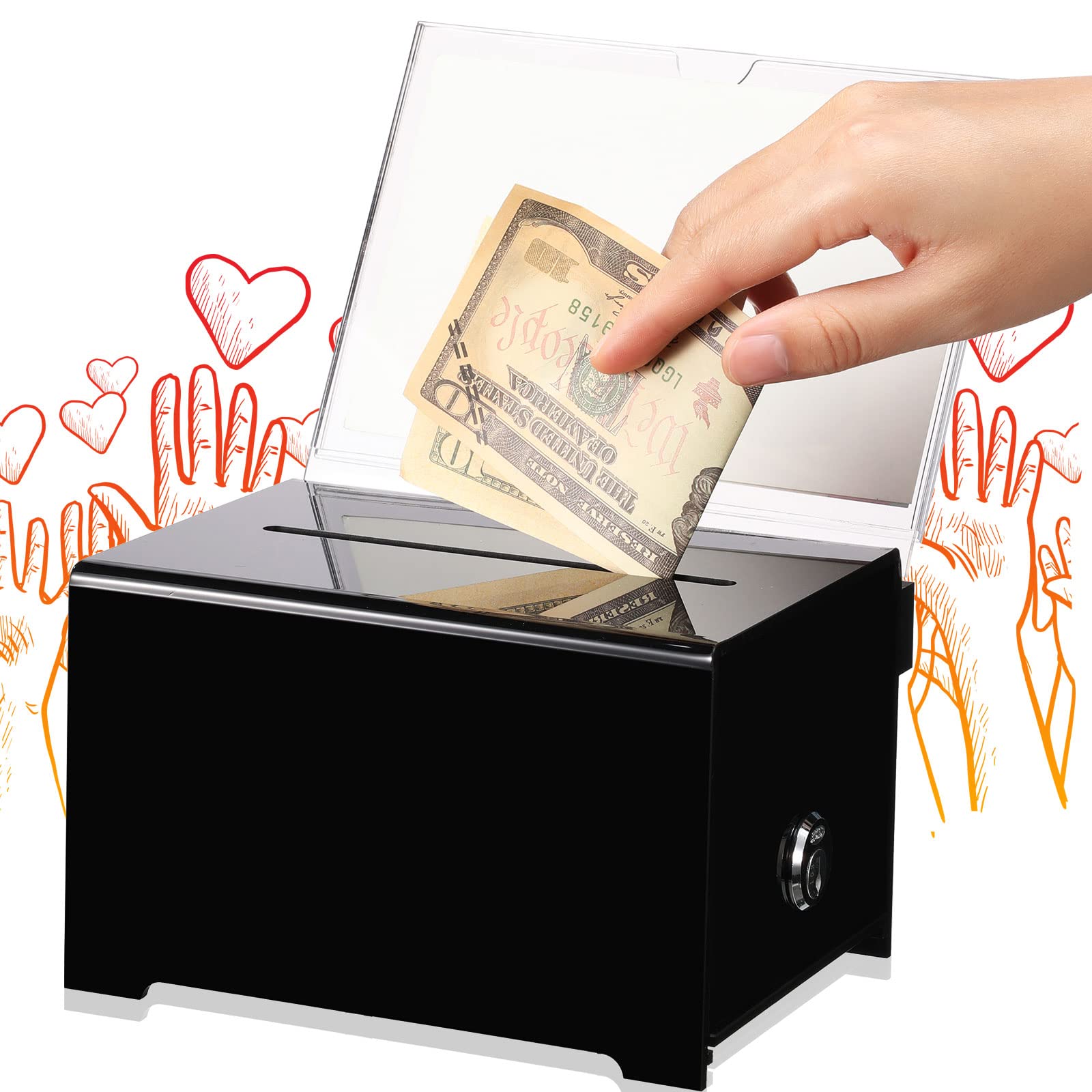 12Pcs Acrylic Donation Ballot Box with Lock Black Suggestion Box Secure ...