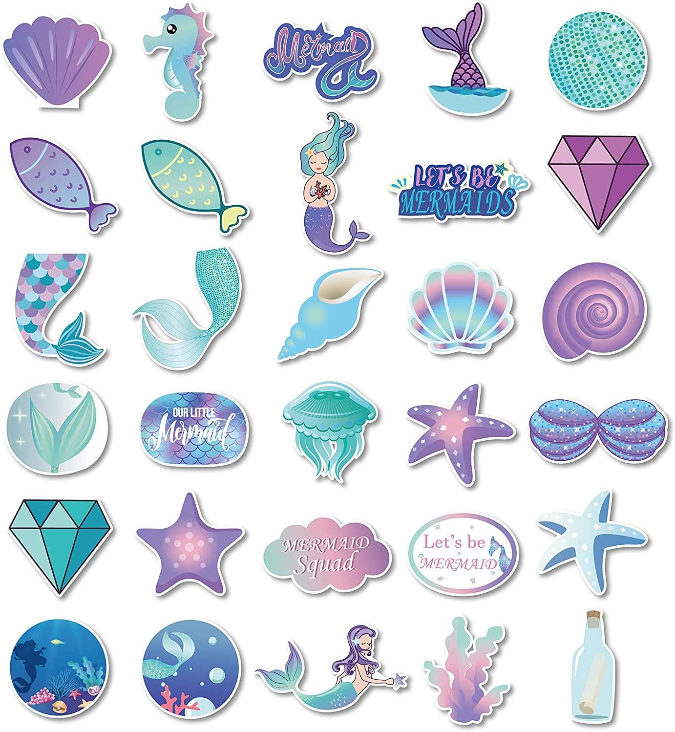 Amazon.com: Anor Wishlife Mermaid Luggage Stickers(30pcs),Mermaid ...