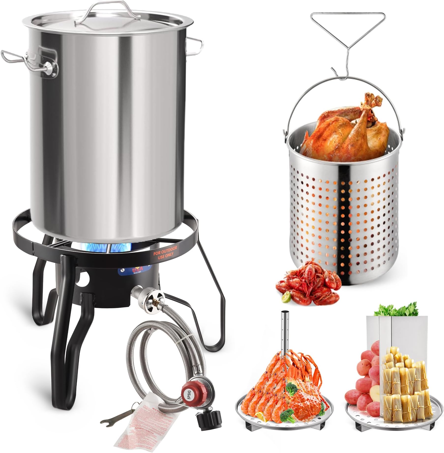 Amazon.com: ARC 40QT Stock pot Seafood Boil Pot and Propane Stove with ...