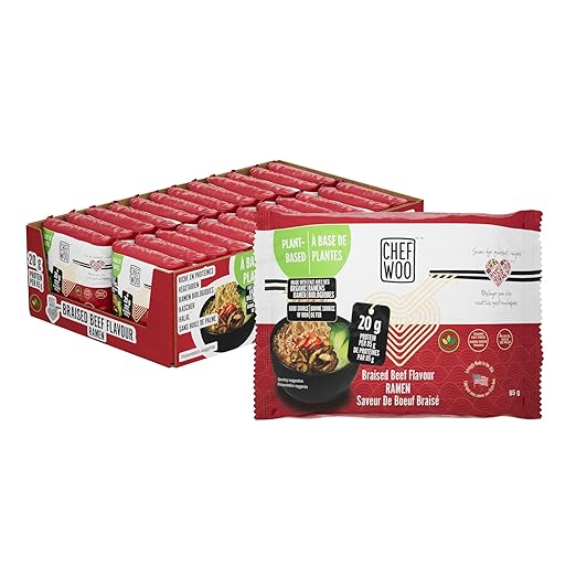 Amazon.com: CHEF WOO Braised Beef Ramen Pack Noodles (24 PACK), 20g of ...
