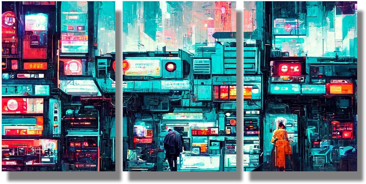 Amazon.com: Cyberpunk Wall Art Decor Canvas Print Cyberpunk Tokio Night ...