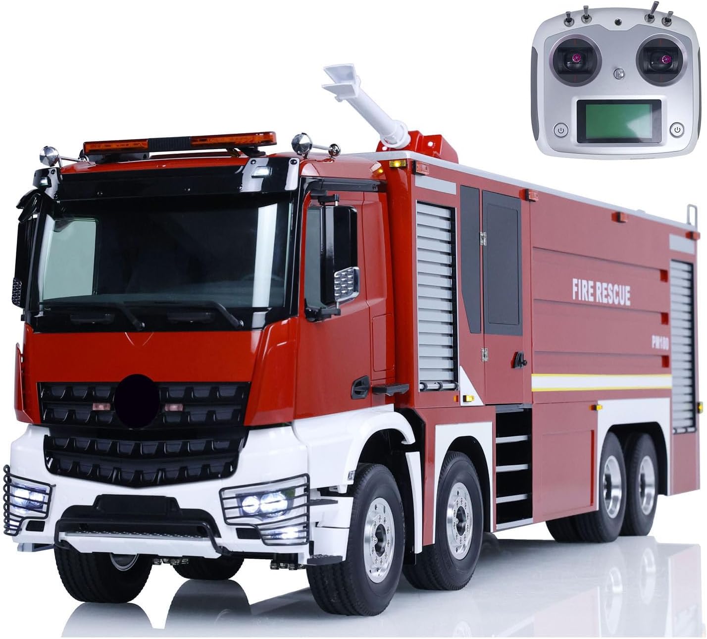 Amazon.com: wheelfun 1/14 8X4 RC Fire Fighting Truck Remote Control ...