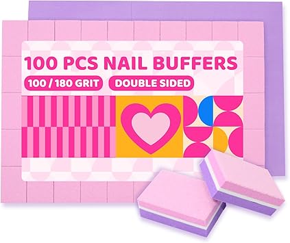 Amazon.com : YLMUSU 100 Pcs Nail Buffers, 100/180 Grit Mini Buffers for ...