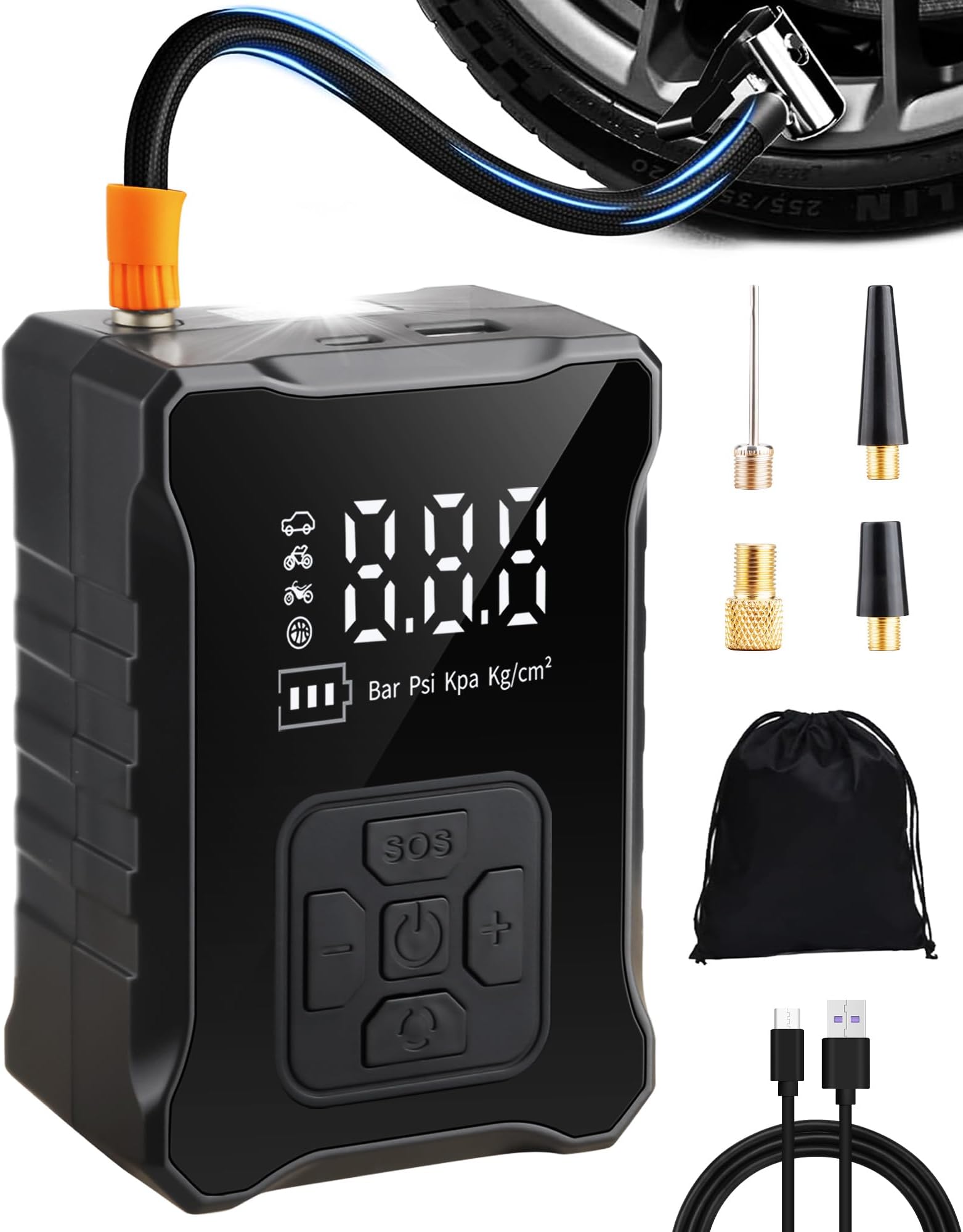 Amazon.fr : Nestling Compresseur à Air Portatif 12V,150PSI gonfleur ...