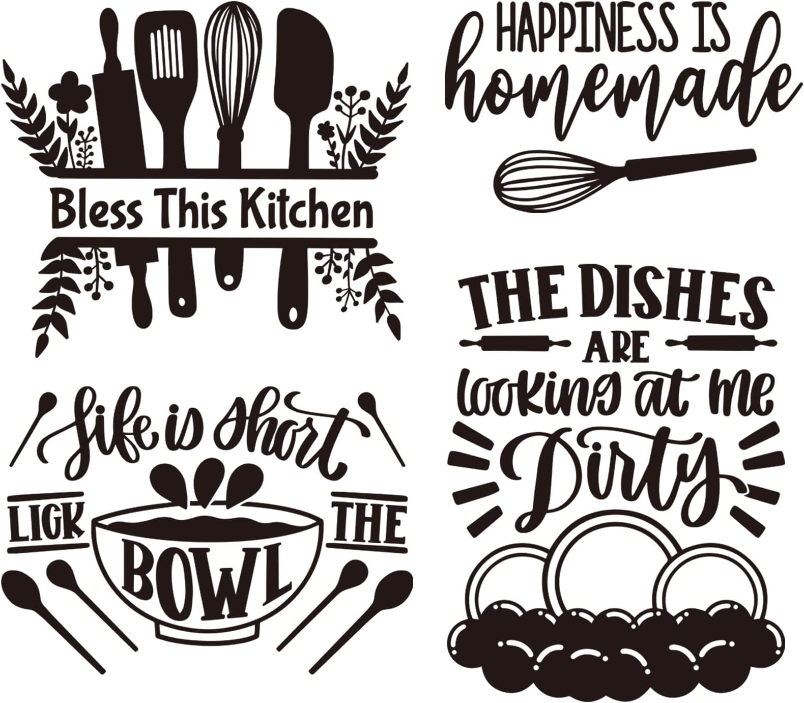 Amazon.com: Happiness Is Homemade Kitchen Wall Decals - Bless This ...