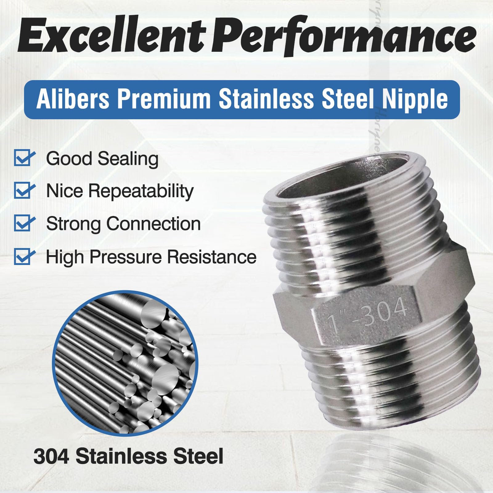 Snapklik.com : Horiznext Npt 1 Stainless Steel Hex Pipe Fitting, 1-1/4 ...
