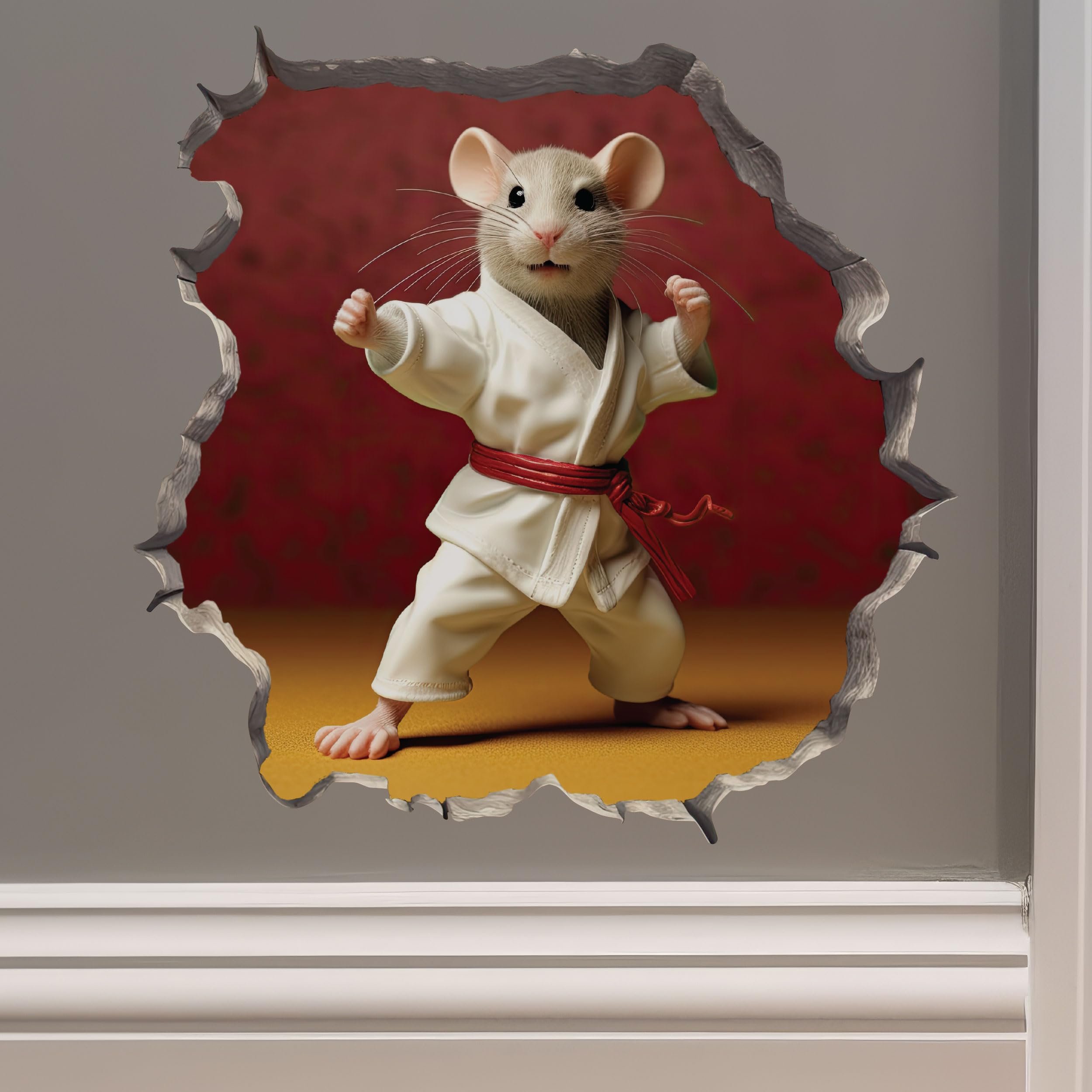 Amazon.com: Karate Mouse in Mouse Hole Decal - Mouse Hole 3D Wall ...
