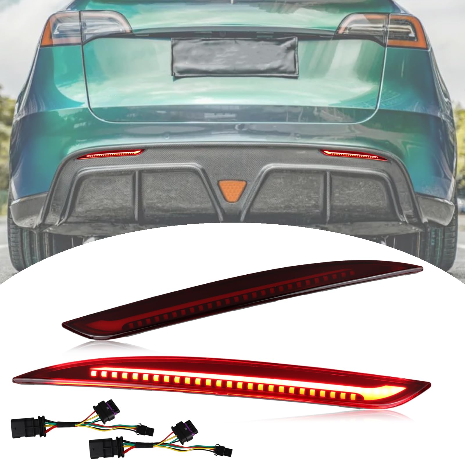 Amazon.com: BINQIGOO Red housing LED Rear Bumper Reflector Lights For ...