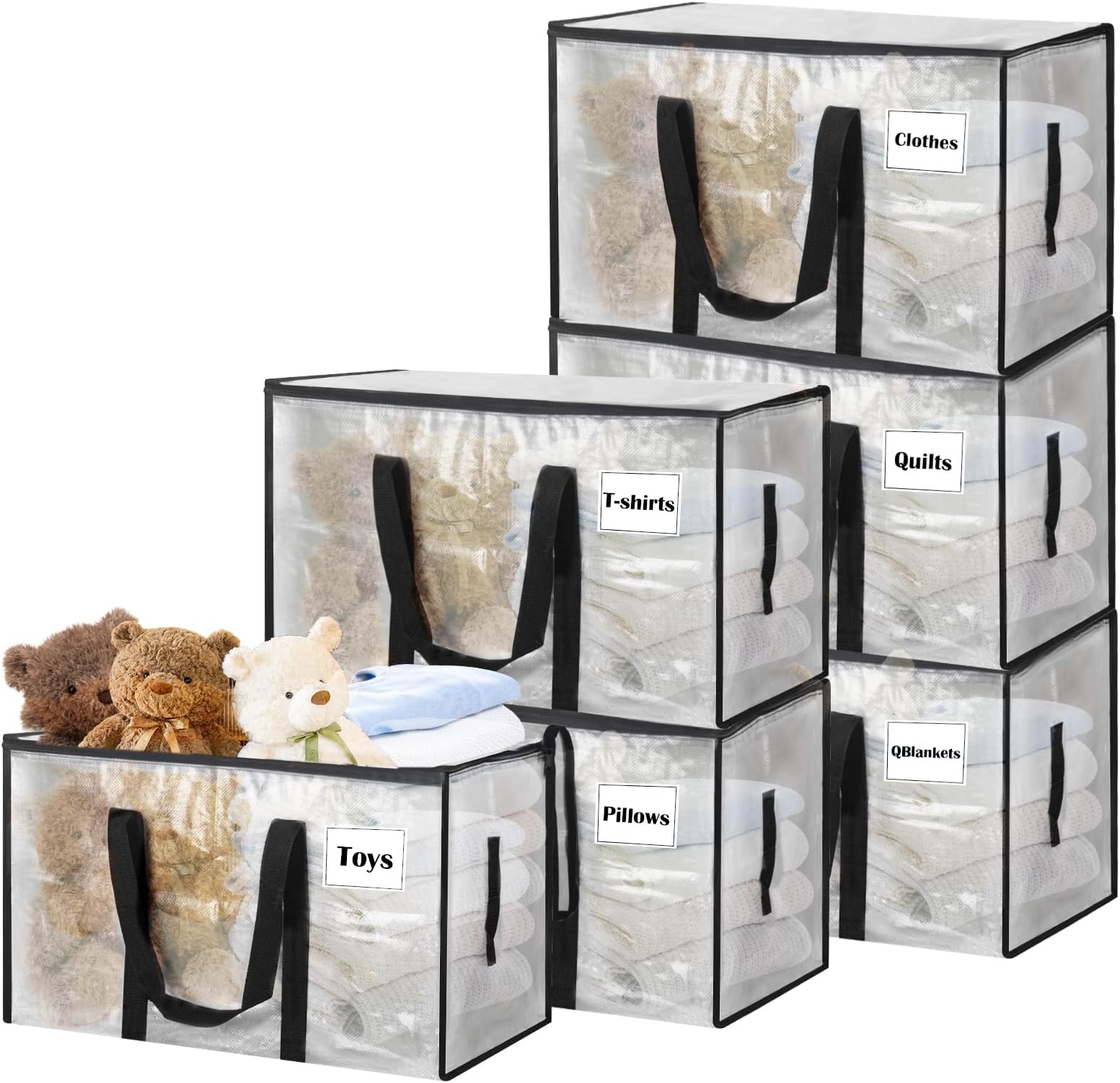 DECO EXPRESS Sac De Rangement Transparent en Lot De 3, Grand Sac ...