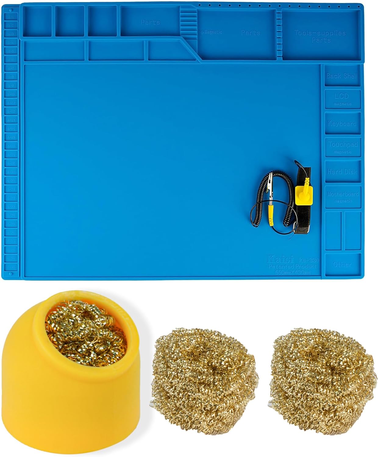 Kaisi Large Soldering Mat + Soldering Iron Tip Cleaner Heat Resistant ...