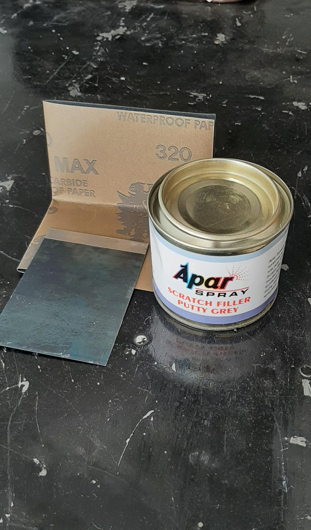 APAR Silicone Scratch Filler Putty Grey 200 Gms 1 Putty Knife And 320 ...
