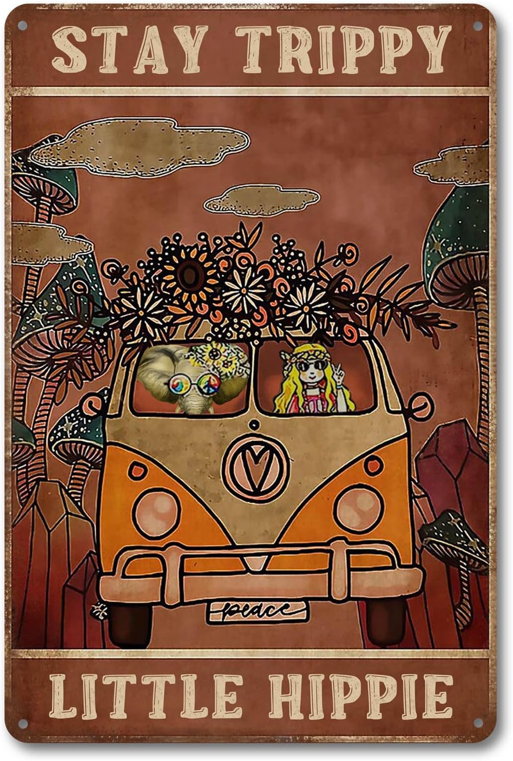 Amazon.com: CrazySign Vintage Sign Hippie Wall Decor Stay Trippy Little ...