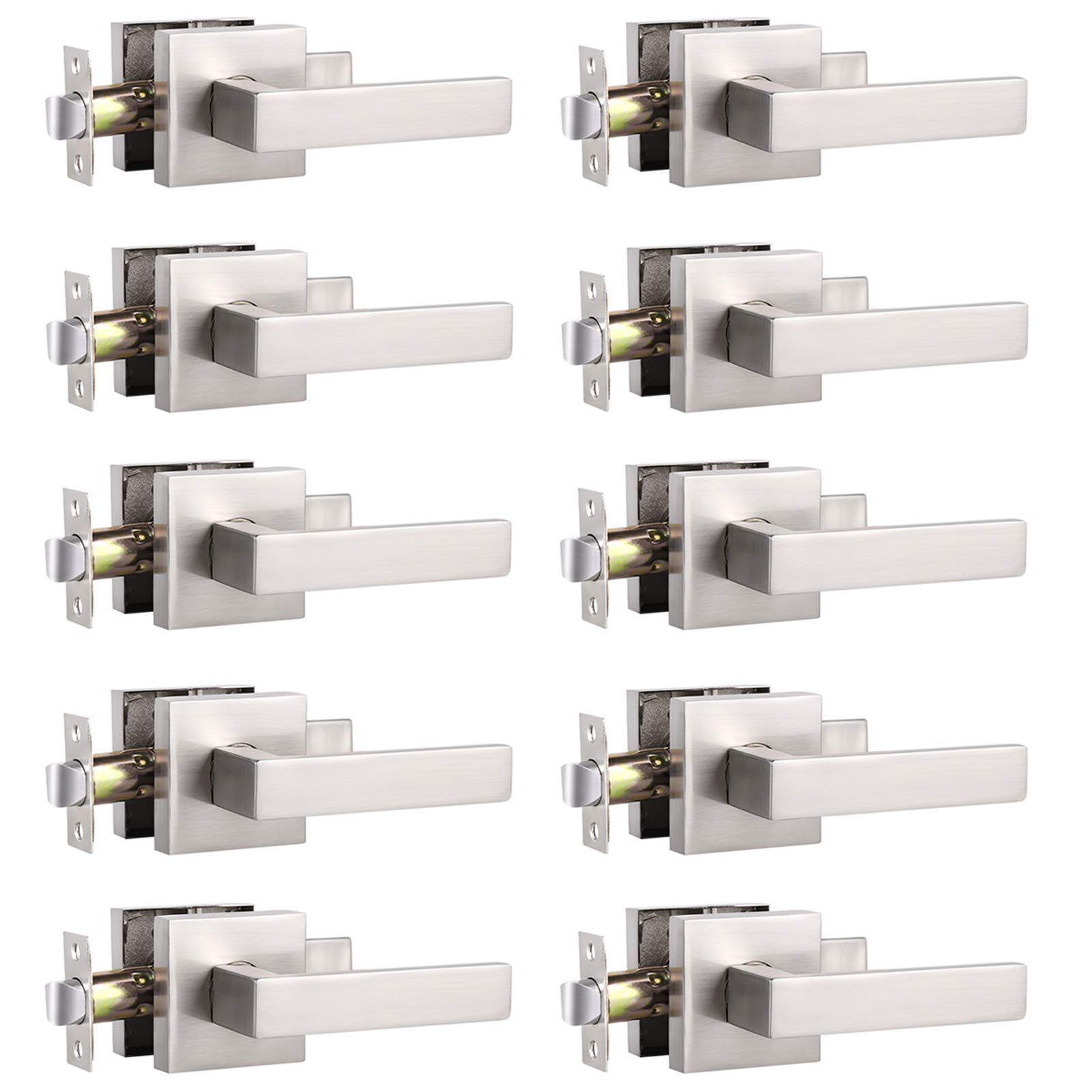 Knobonly 10 Pack Interior Door Handles, Brushed Nickel