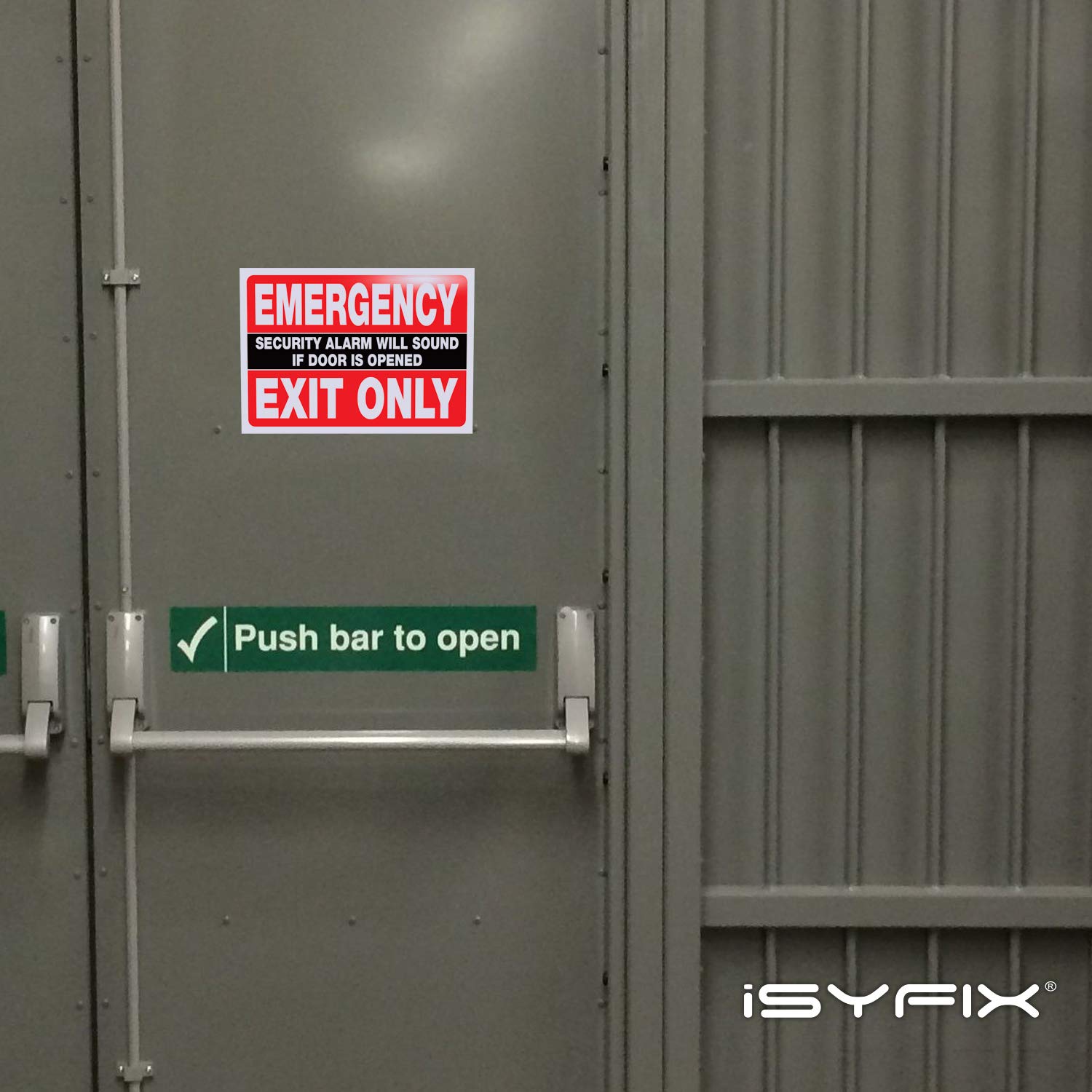 Snapklik.com : iSYFIX Emergency Exit Only Stickers 2 Pack 10x7 Inch ...