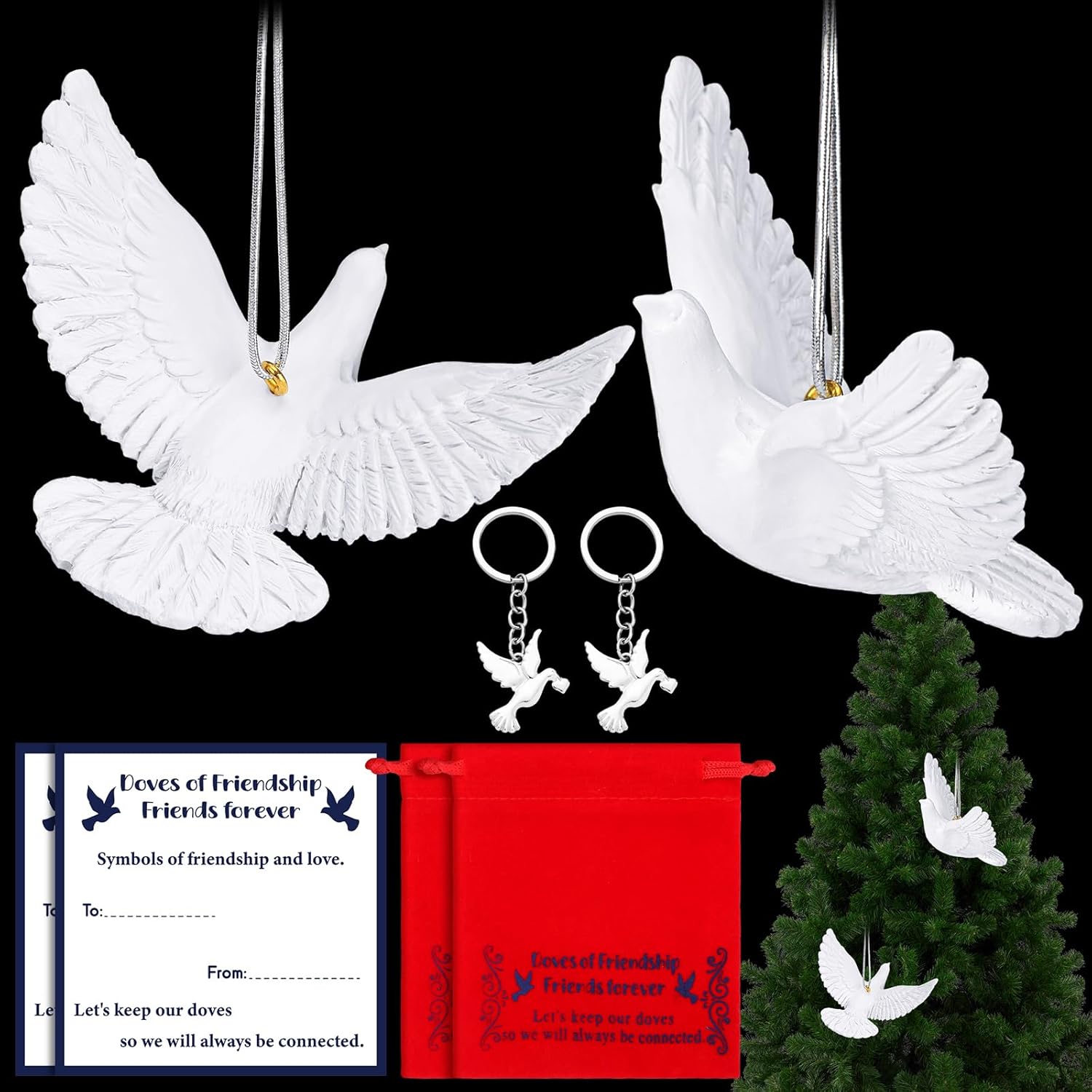 Amazon.com: 2 Set 4 Set Christmas Turtle Doves Ornament Gifts Bulk ...