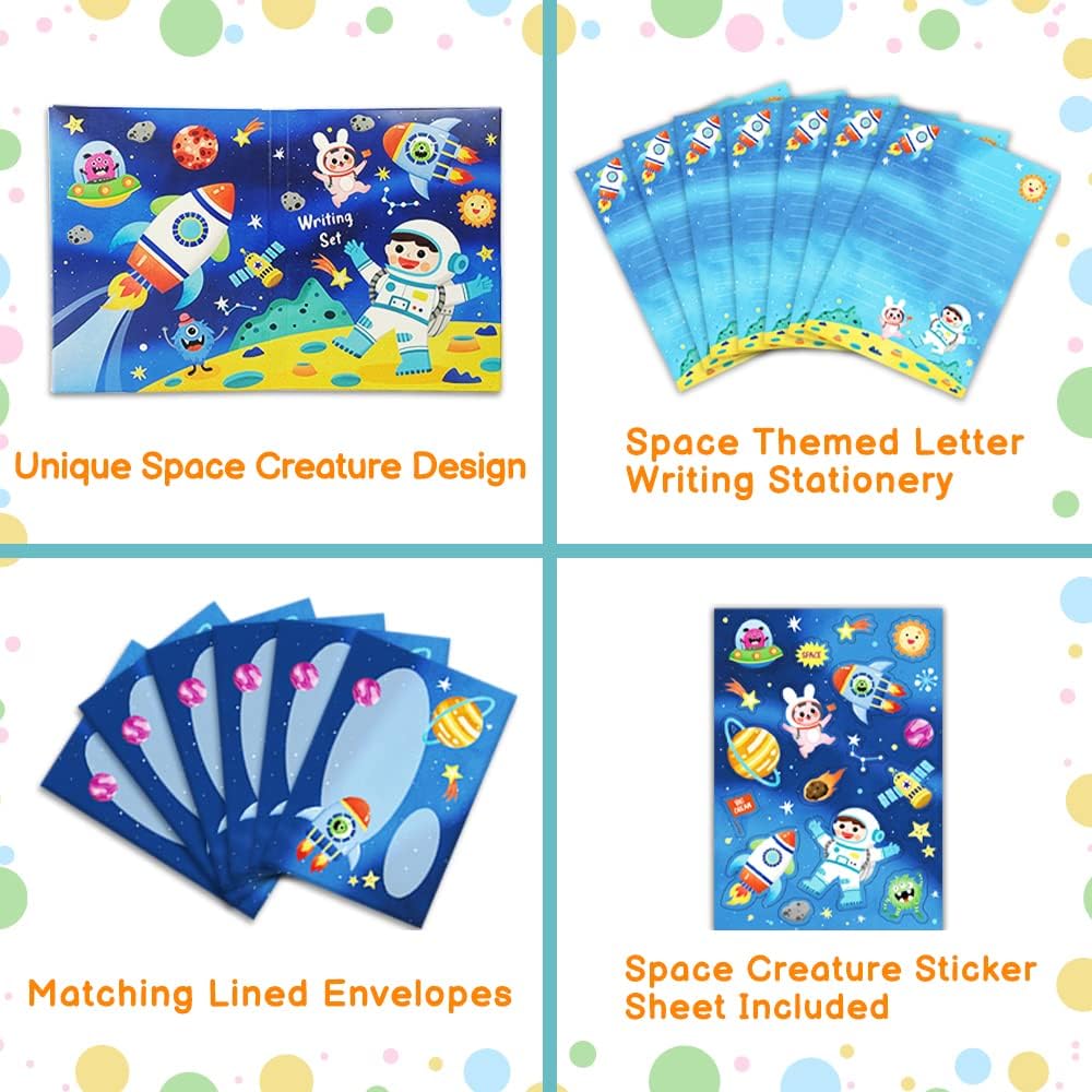 Space Stationary – Juego de papel y sobres para niños con forro para ...