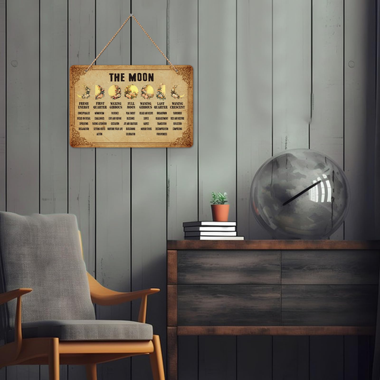 Snapklik.com : Moon Phases Signs Decor - 7.8"x 11.6" Vintage Party Wall ...