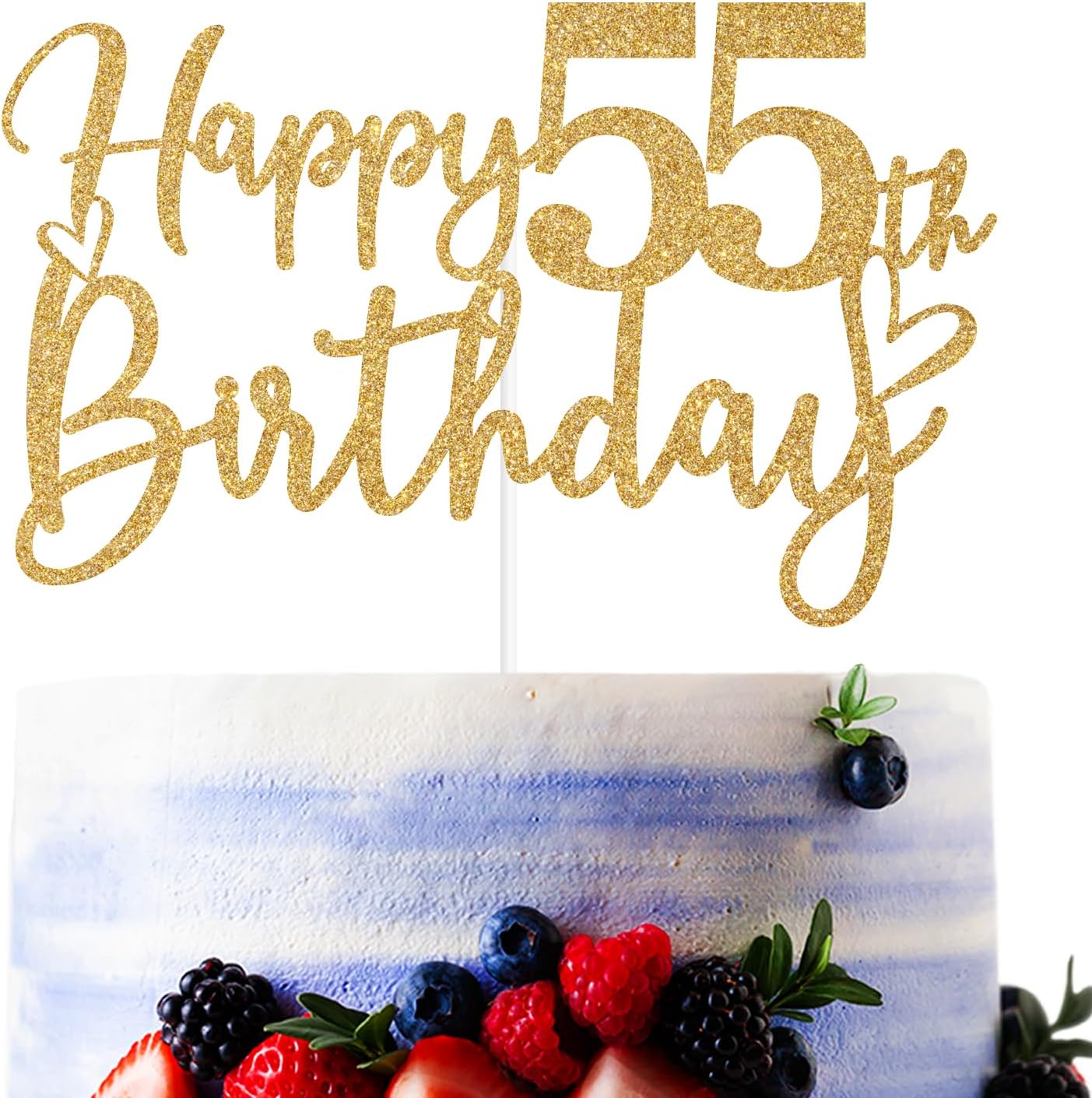 Amazon.com: Gold Glitter Happy 55th Birthday Cake Topper, Cheers to 55 ...