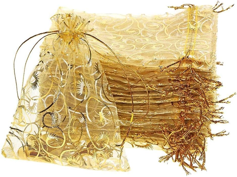 DMS RETAIL Printed Organza Bag Pouches|Organza Return Gift Bags ...