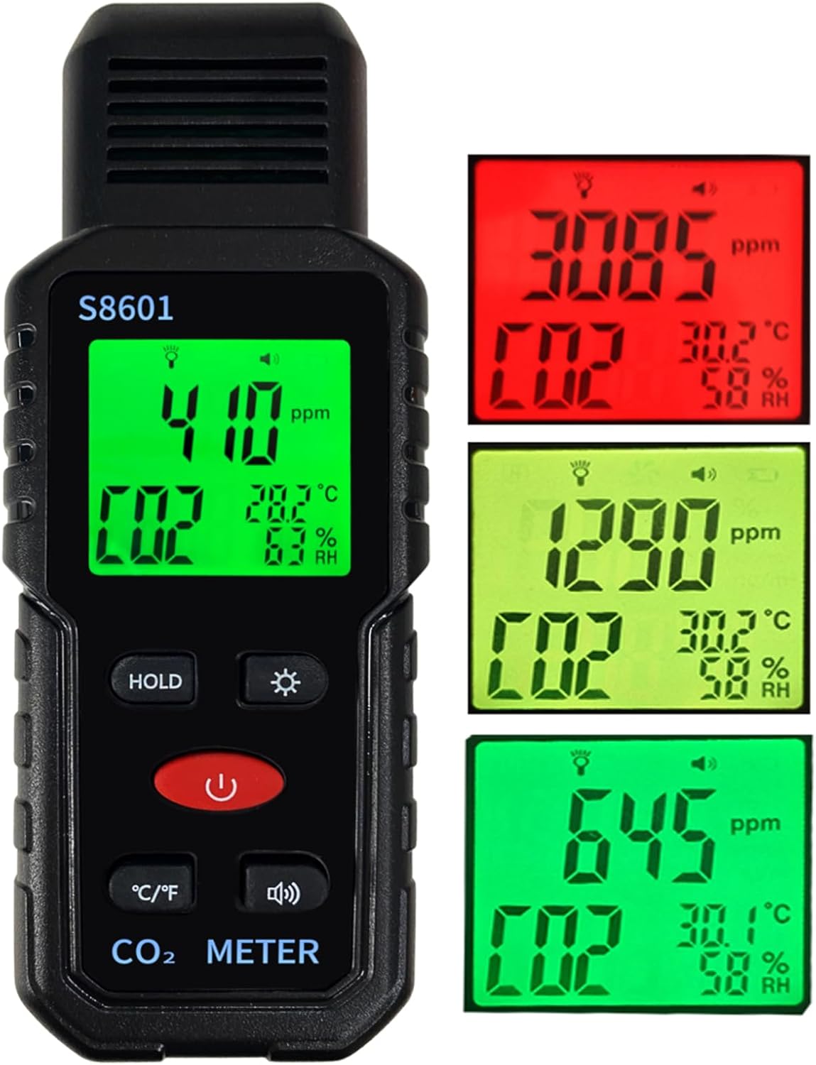 Amazon.com: 3 in 1 Handheld CO2 Meter with Alarm,400-5000ppm CO2 Carbon ...