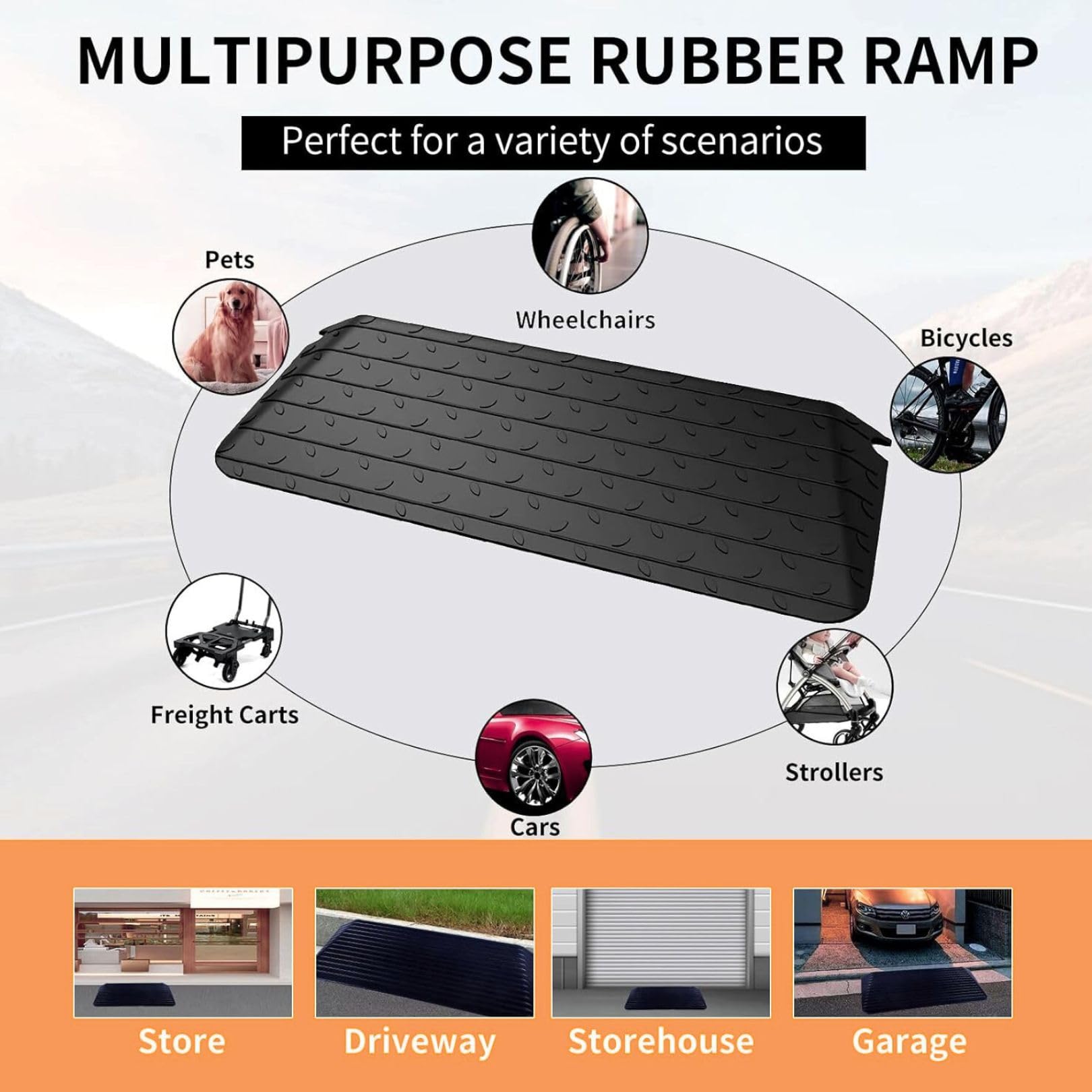 Snapklik.com : BESEA 3 Inch Rise Threshold Ramp Anti-Slip Wheelchair ...