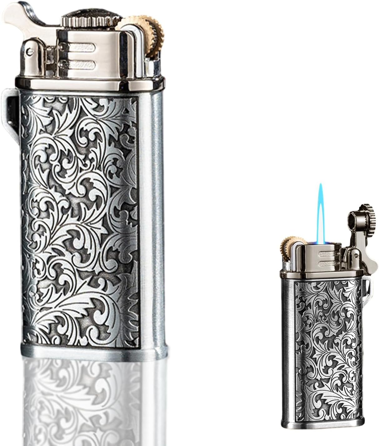 Amazon.com: Vintage Metal Grinding Wheel Lighter, Floral Pattern ...