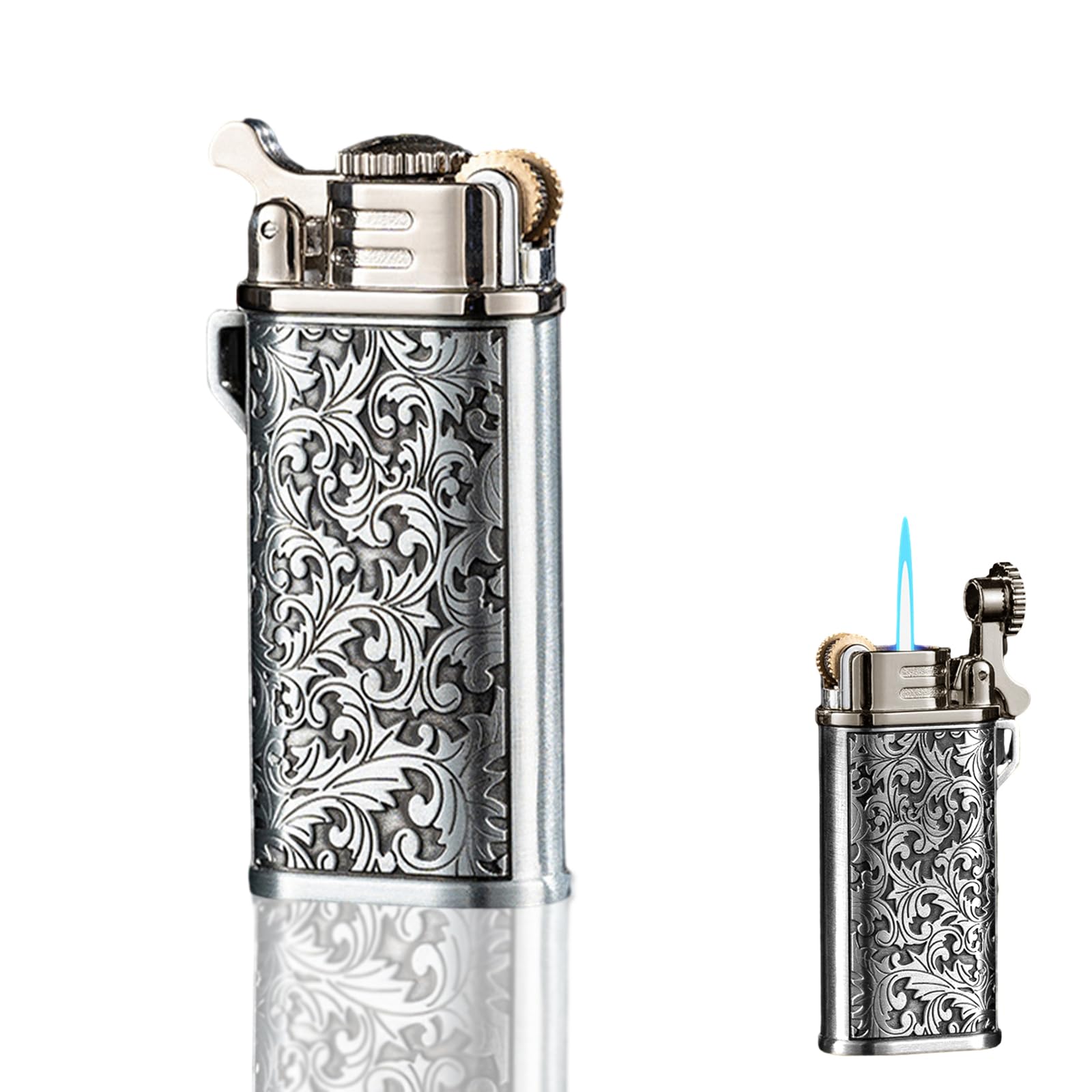 Amazon.com: Vintage Metal Grinding Wheel Lighter, Floral Pattern ...