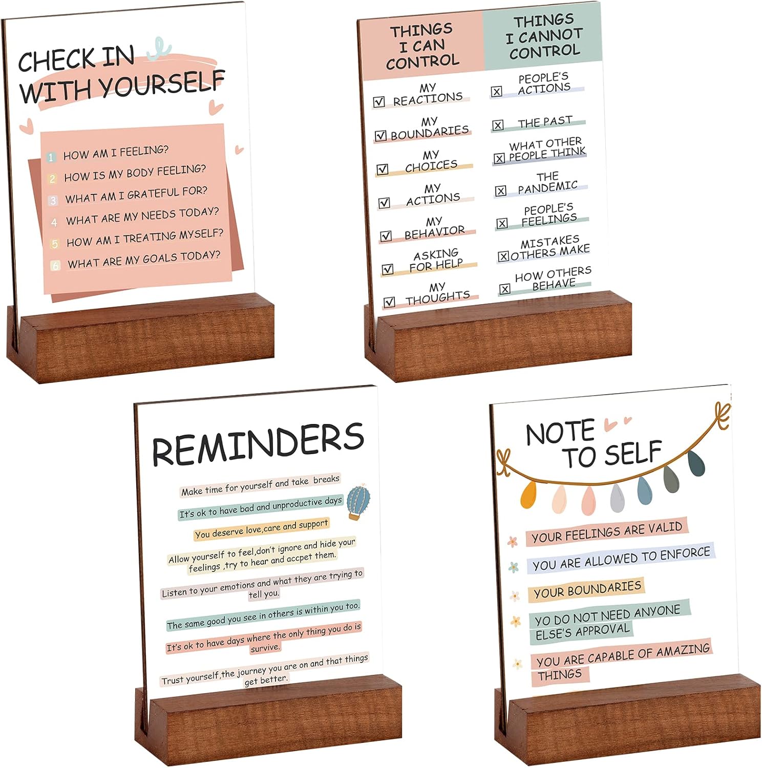 Amazon.com: 4 Pcs Mental Health Reminders Sign Decor Inspirational ...